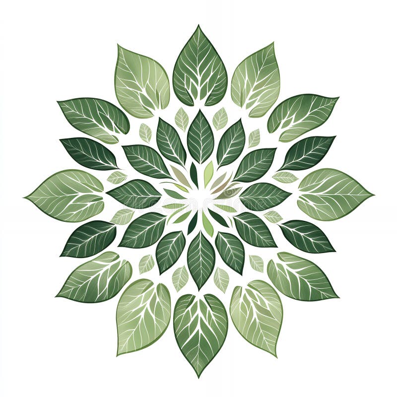 Green Leaf Mandala Design Nature Inspired Circular Pattern for Eco ...