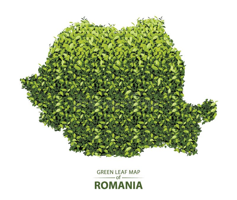 Green Leaf Map of Romania Vector Illustration of a Forest is Concept ...