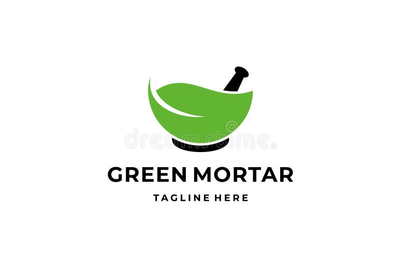 Green leaf mortar logo stock vector. Illustration of green - 264485270