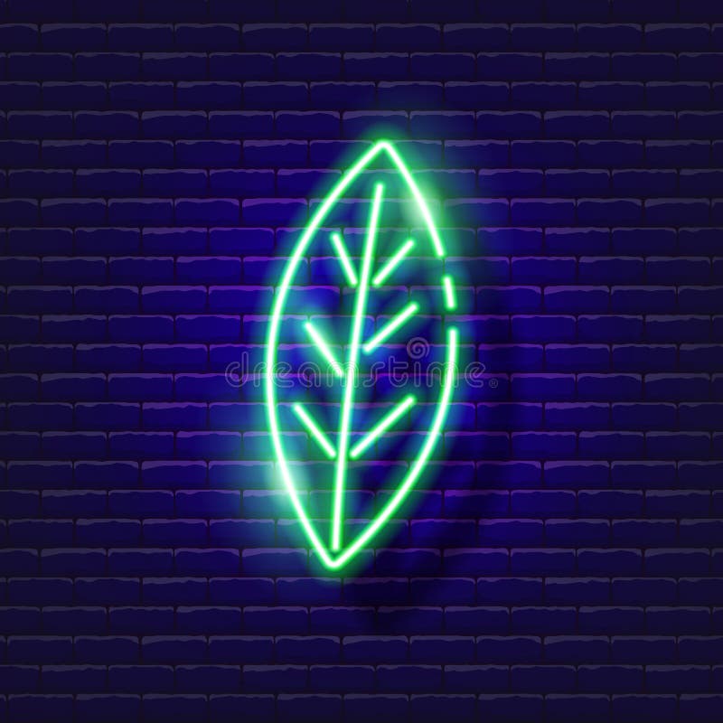 Green Leaf Neon Icon. Neon Nature Sign. Vector Illustration for Design ...