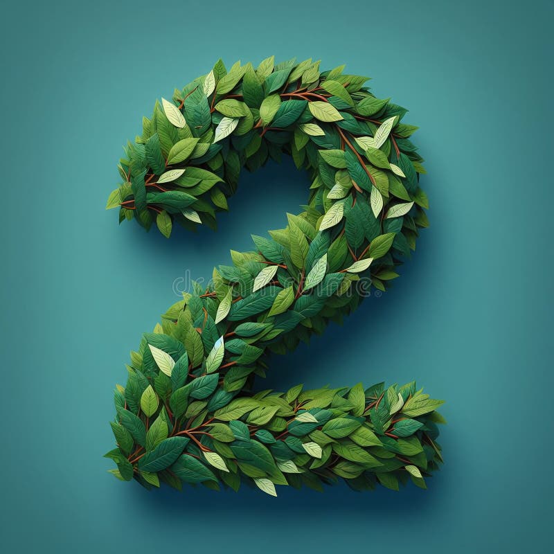 Green Leaf Numbers on a Beautiful Background Stock Illustration ...