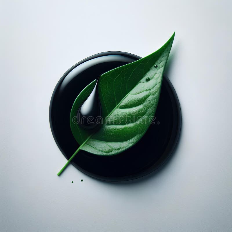Green Leaf with Oil Drop Macro Photo Stock Illustration - Illustration ...