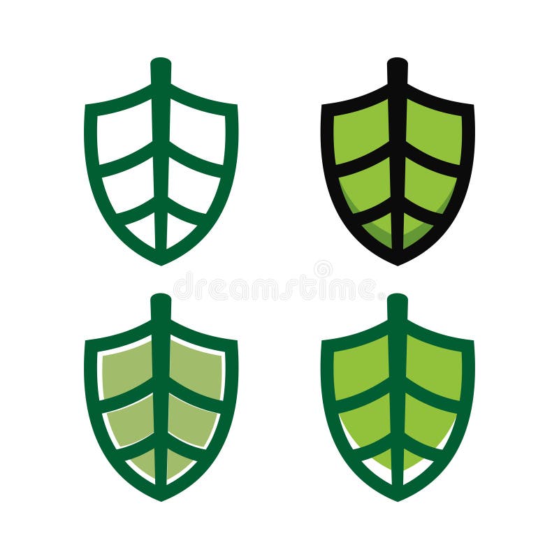 Green Leaf Organic Strong Shield for Healthy Life Symbol Stock Vector ...