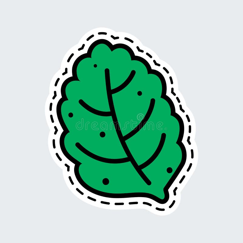 Green Leaf in Patch Style. Clip Art for Sticker or Pin. Stock Vector ...