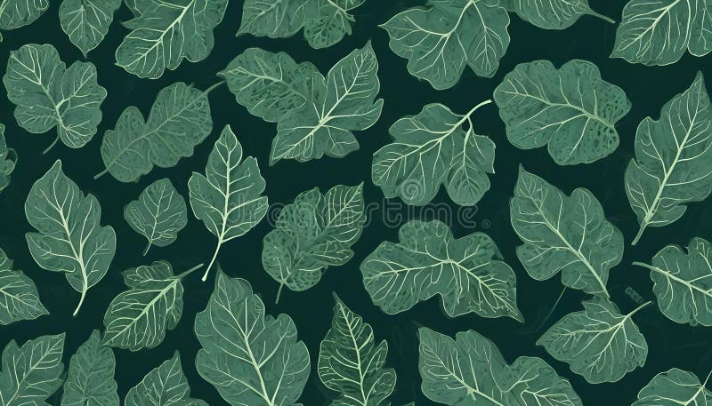 Various Green Leaves Pattern with Intricate Details Stock Vector ...