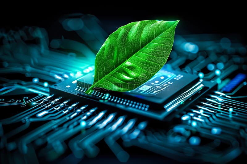 A Green Leaf is Placed on Top of a Computer Circuit Board. Generative ...