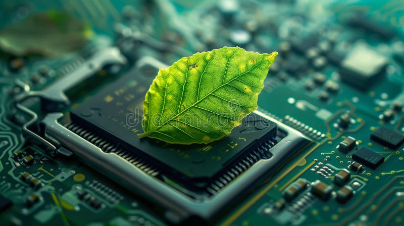 A Green Leaf is Placed on Top of a Computer Circuit Board. Generative ...