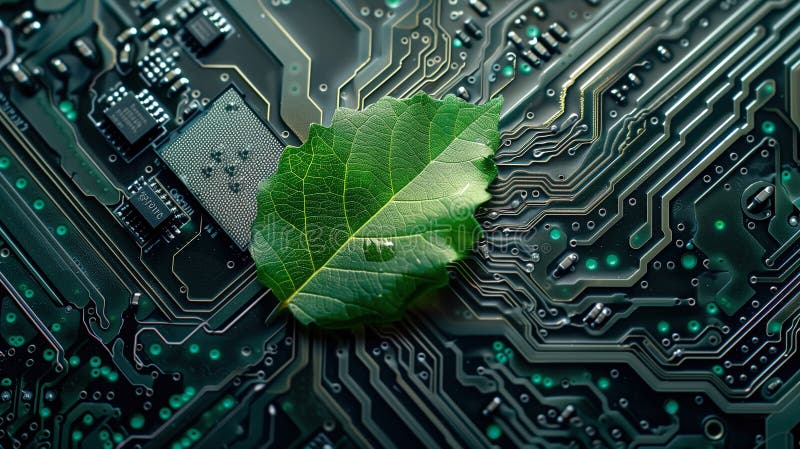 A Green Leaf is Placed on Top of a Computer Circuit Board. Generative ...