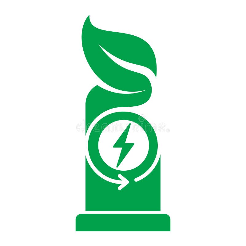 Green Leaf with Plug Electric Icon. Ev Green Hybrid Vehicles Charging ...