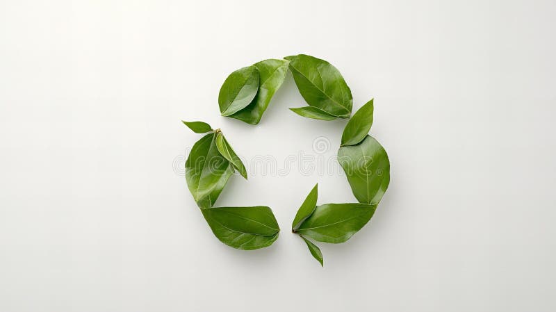 Green Leaf Recycling Symbol on Light Background Stock Illustration ...