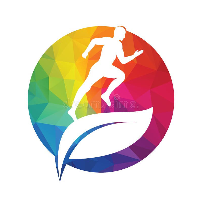 Green Leaf Runner Logo Concept Design. Stock Vector - Illustration of ...