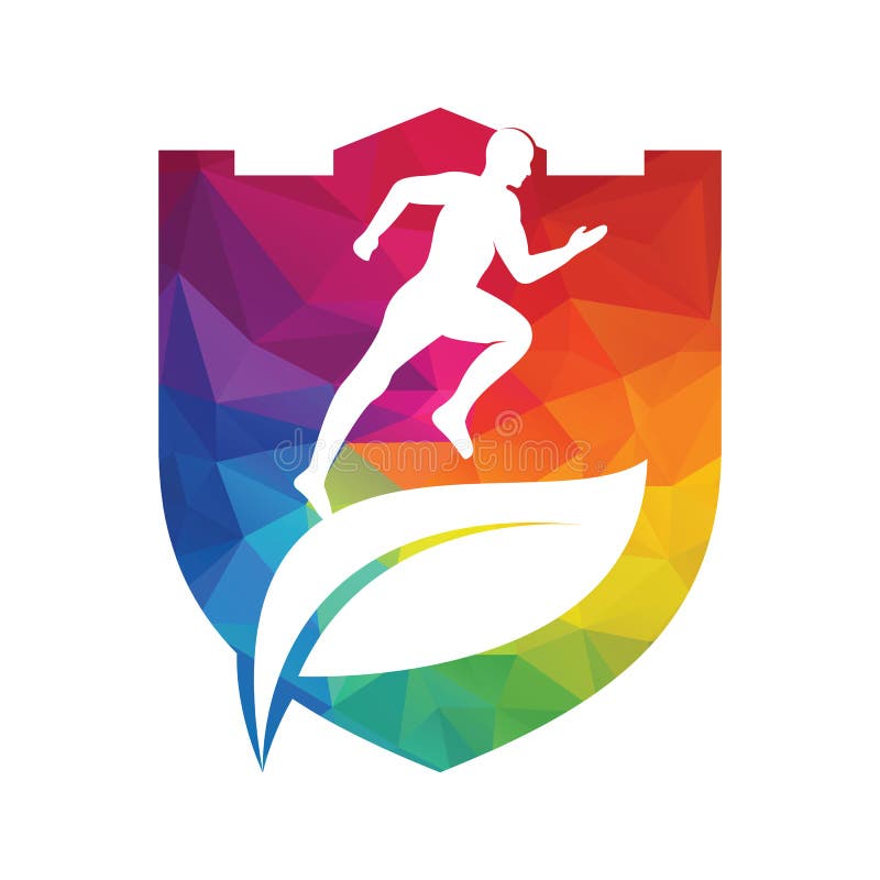 Green Leaf Runner Logo Concept Design. Stock Vector - Illustration of ...