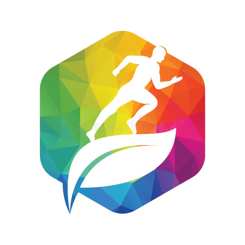Green Leaf Runner Logo Concept Design. Stock Vector - Illustration of ...