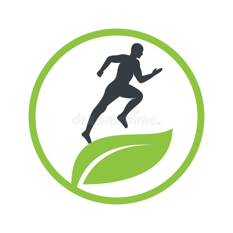 Green Leaf Runner Logo Concept Design. Stock Vector - Illustration of ...