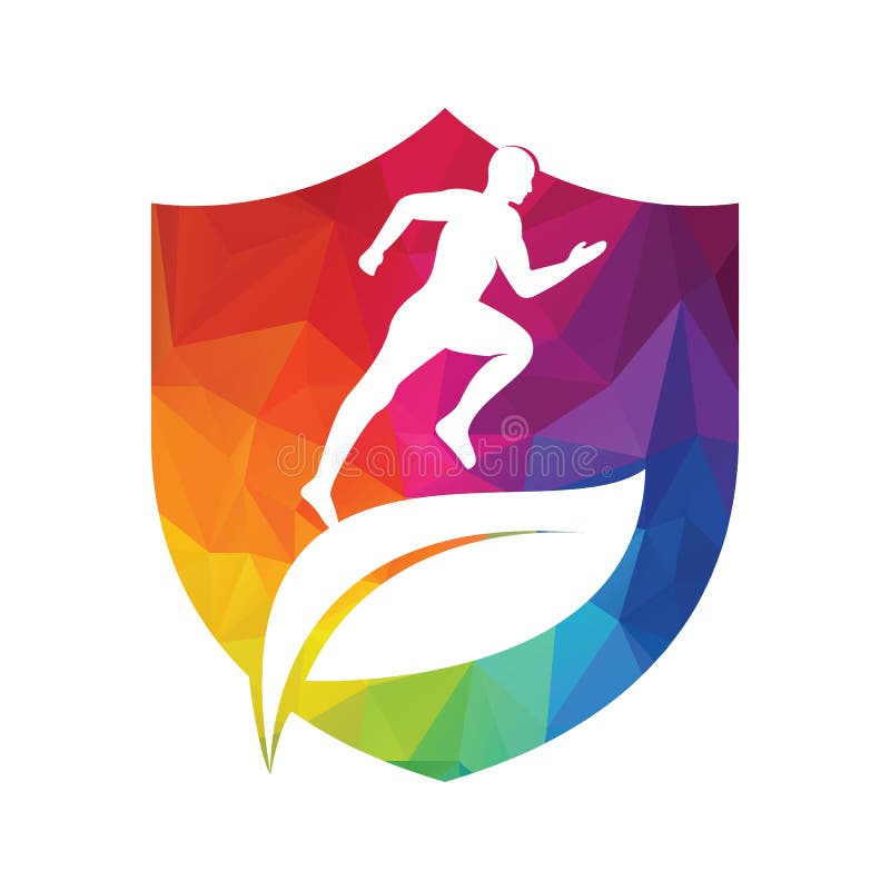 Green Leaf Runner Logo Concept Design. Stock Vector - Illustration of ...