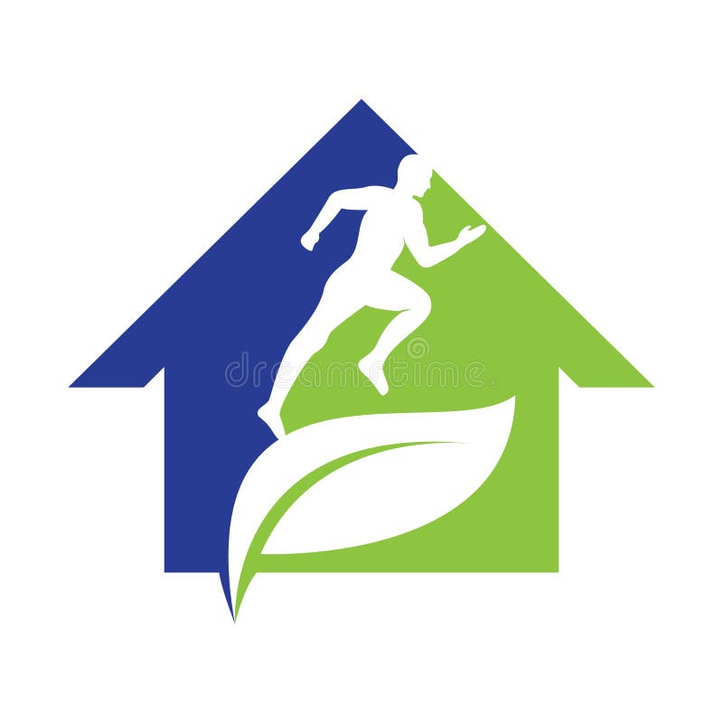 Green Leaf Runner Logo Concept Design. Stock Vector - Illustration of ...