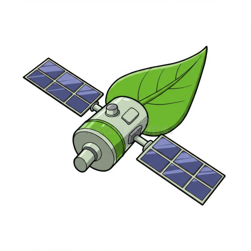 Green Leaf Satellite: Eco Friendly Space Technology Stock Illustration ...