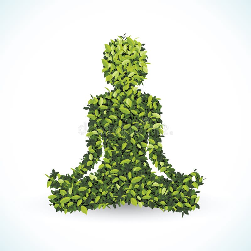 Green Leaf Shape, Yoga Lotus Position, Vector Illustration. Stock ...