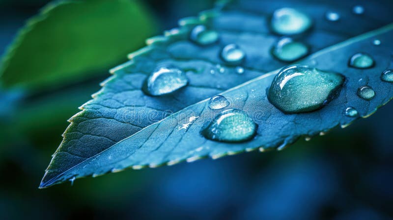 Closeup of Water Droplets on Green Leaf with Detailed Texture Stock ...