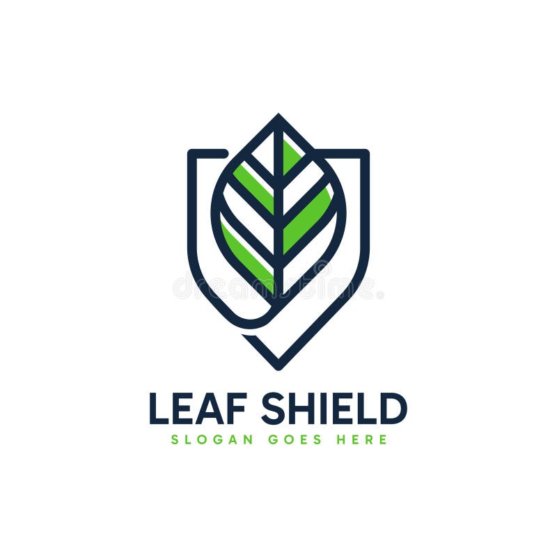 Green Leaf and Shield Combination Logo Design with Abstract Minimalist ...