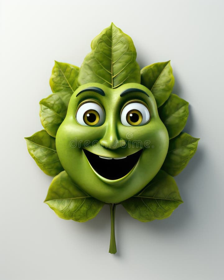 A Green Leaf with a Smiling Face on it S Face. Generative Ai Stock ...