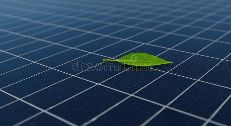 Green Leaf on Solar Panel Symbolizing Renewable Energy and ...