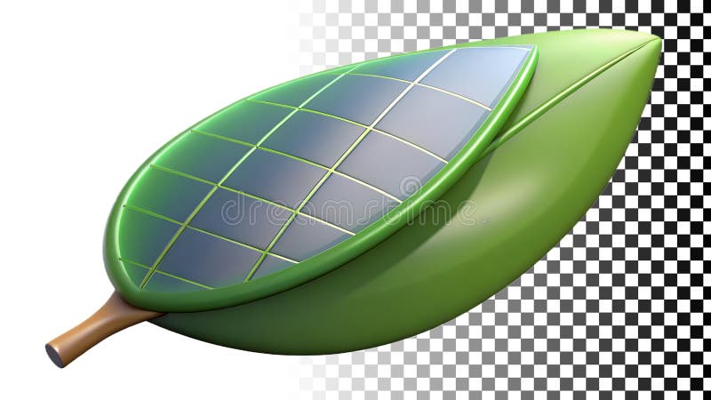 Green Leaf with Solar Panel Texture, Eco-friendly Energy Concept Png ...