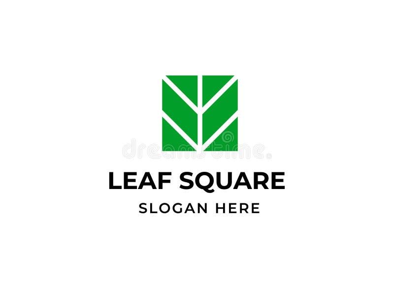 Green leaf in square logo stock vector. Illustration of icon - 230067381