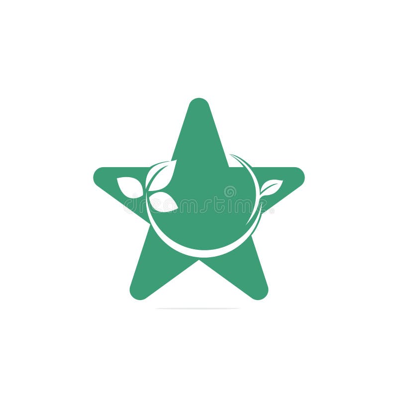 Green Leaf Star Shape Concept Vector Logo Design. Stock Vector ...