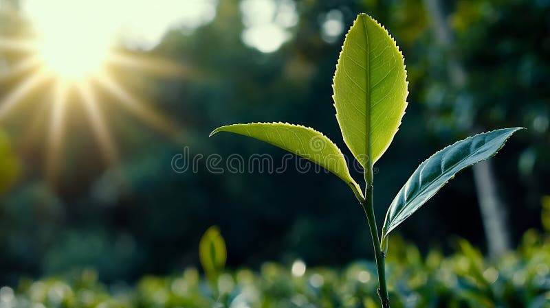 A Green Leaf with the Sun Shining through the Leaves Stock Photo ...