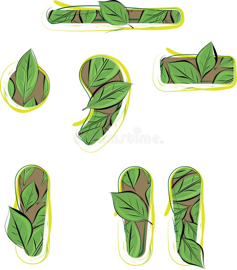 Green Leaf Symbol Sketch Drawing Stock Vector - Illustration of bush ...