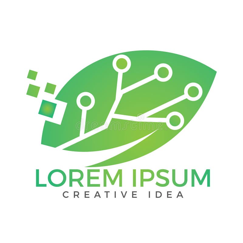 Green Leaf Technology Logo Design. Stock Vector - Illustration of leave ...