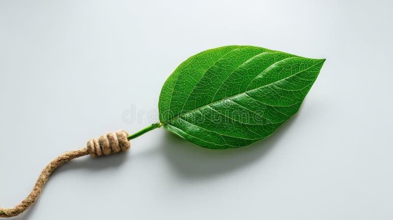 Green Leaf Tied with a Natural Rope Representing Harmony and Connection ...