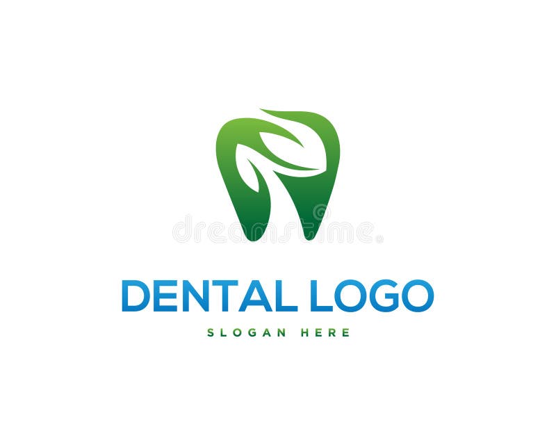 Green Leaf and Tooth Symbol Logo Design. Stock Vector - Illustration of ...