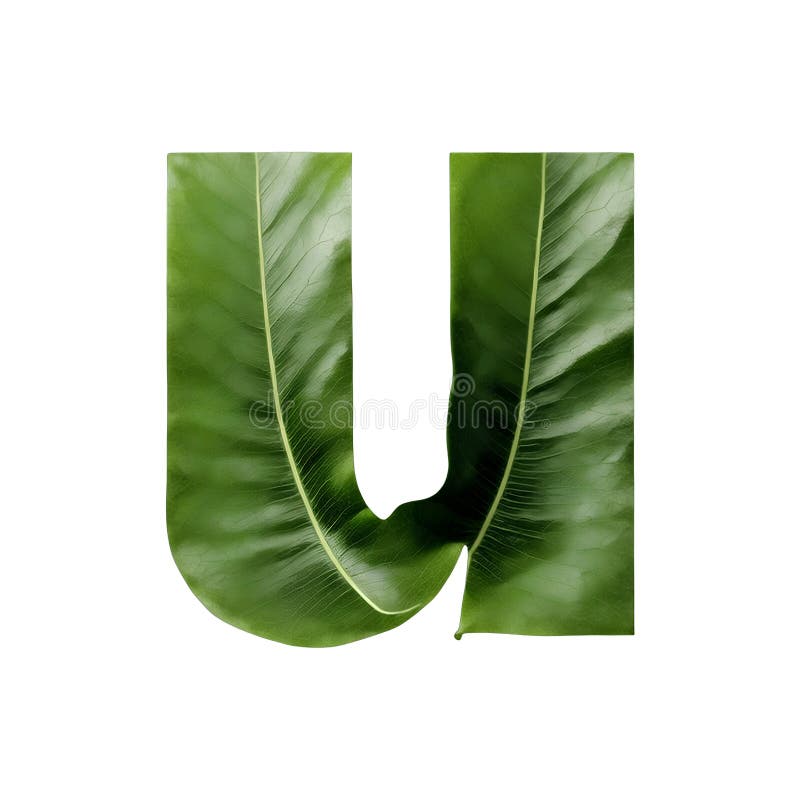 Green Leaf Typography Text Design Lowercase Alphabet U Stock Image ...