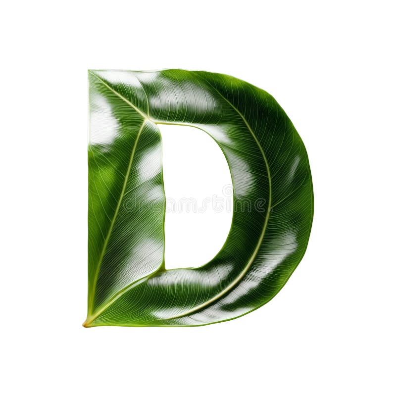 Green Leaf Typography Text Design Uppercase Alphabet D Stock Photo ...
