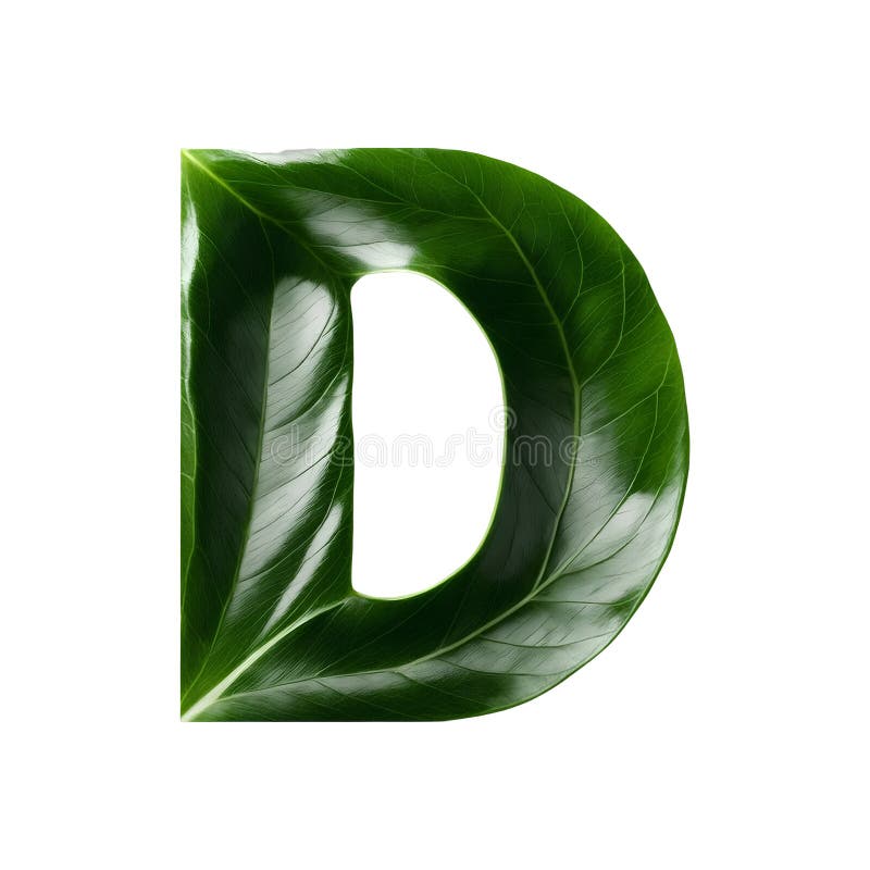 Green Leaf Typography Text Design Uppercase Alphabet D Stock Photo ...