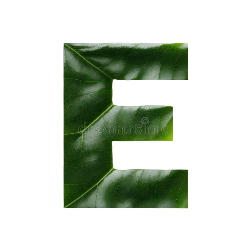 Green Leaf Typography Text Design Uppercase Alphabet E Stock Image ...