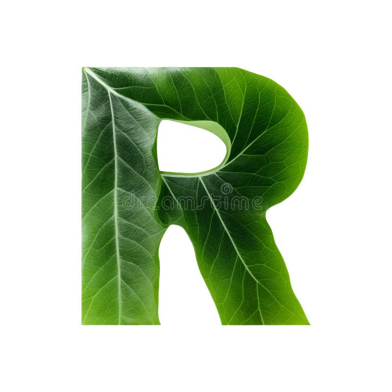 Green Leaf Typography Text Design Uppercase Alphabet R Stock Image ...