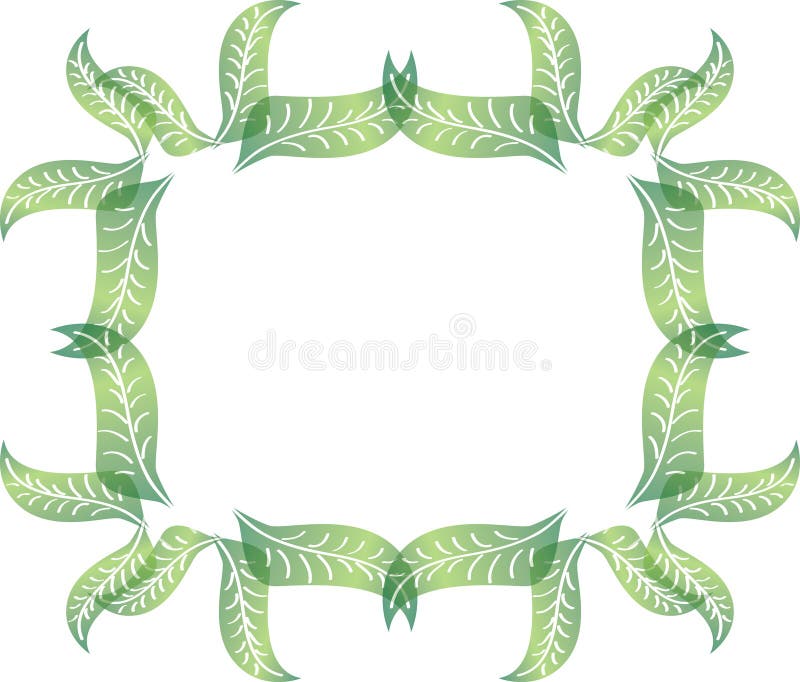 Green Leaf Vector Border in Rectangle Shape Stock Vector - Illustration ...