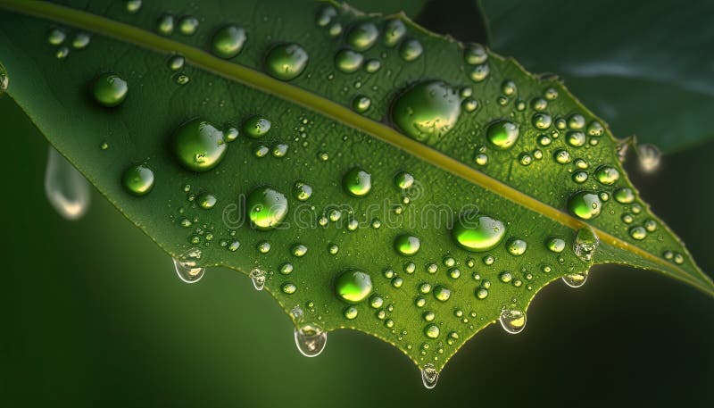 A Green Leaf with Water Droplets on it S Leaves Stock Illustration ...