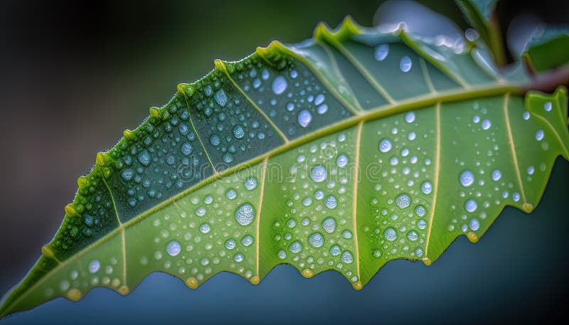 A Green Leaf with Water Drops on it S Leaves Stock Illustration ...