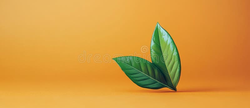 A Green Leaf on a Yellow Backdrop, Indicating Environmental ...