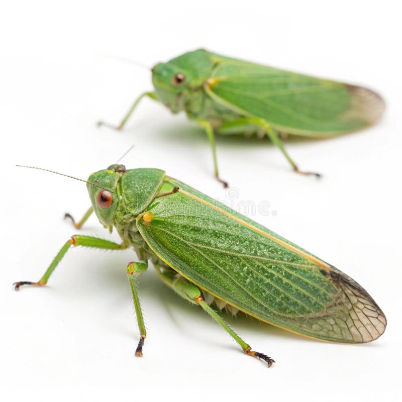 Green Leafhopper Insects Isolated on White Background Stock ...