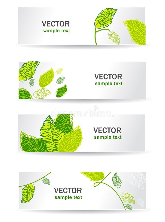 Set of Vector Banners with Fresh Green Leaves Stock Vector ...