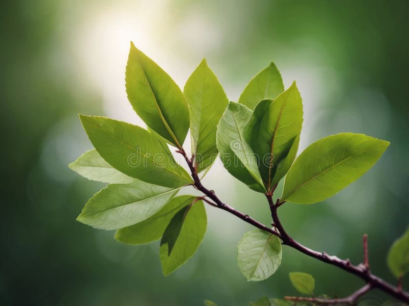 A Green Leafy Branch with a Few Leaves on it. Stock Photo - Image of ...