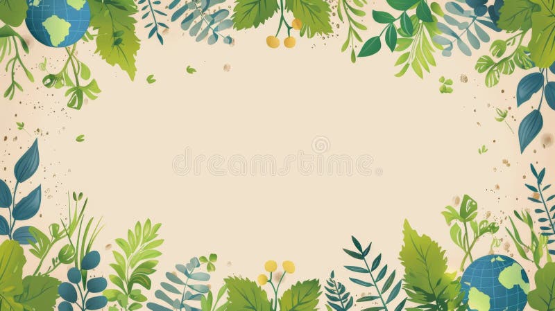 A Green Leafy Frame with a Globe in Each Corner, Perfect for Earth Day ...