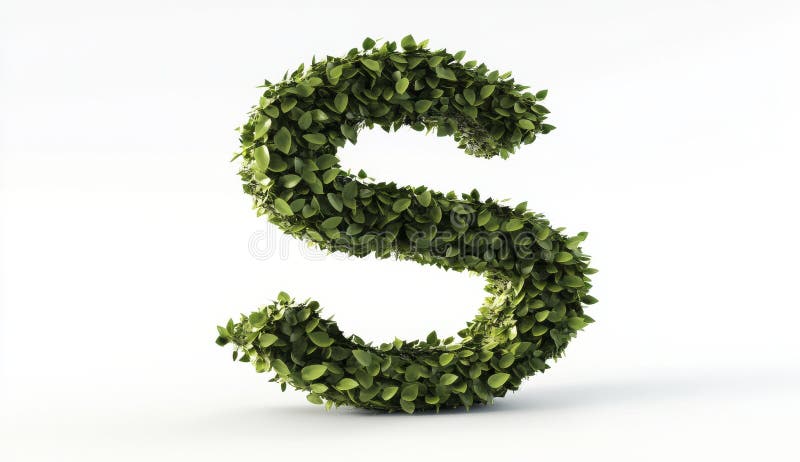 Green Leafy Letter S 3D Render on White Stock Illustration ...