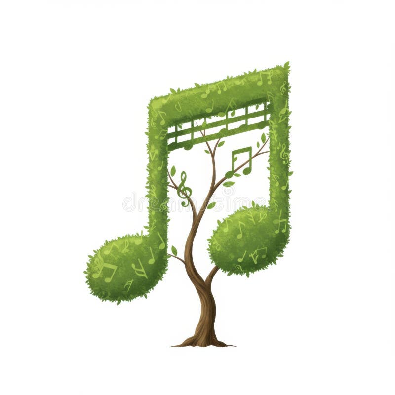 Green Leafy Musical Note Tree Illustration Stock Illustration ...