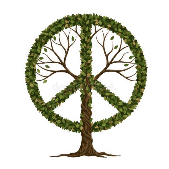 Green Leafy Peace Tree Symbol Illustration Stock Illustration ...